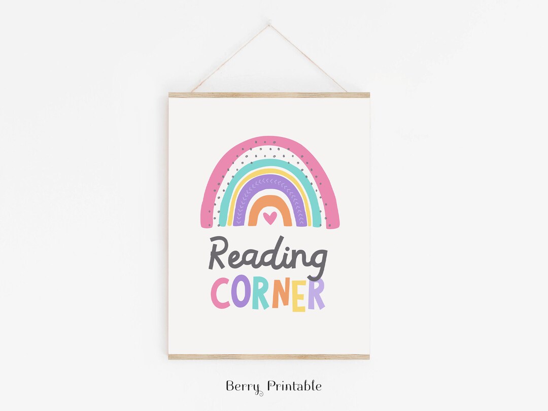 Reading Corner Wall Art, Girl Room Decor, Playroom Sign, Children ...