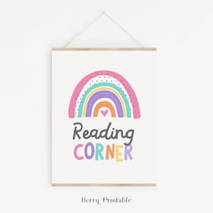 Reading Corner Wall Art, Girl Room Decor, Playroom Sign, Children ...
