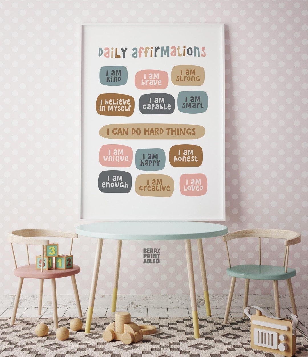 Daily Affirmations Printable, Kids I Am Poster, Playroom Decor, Neutral ...