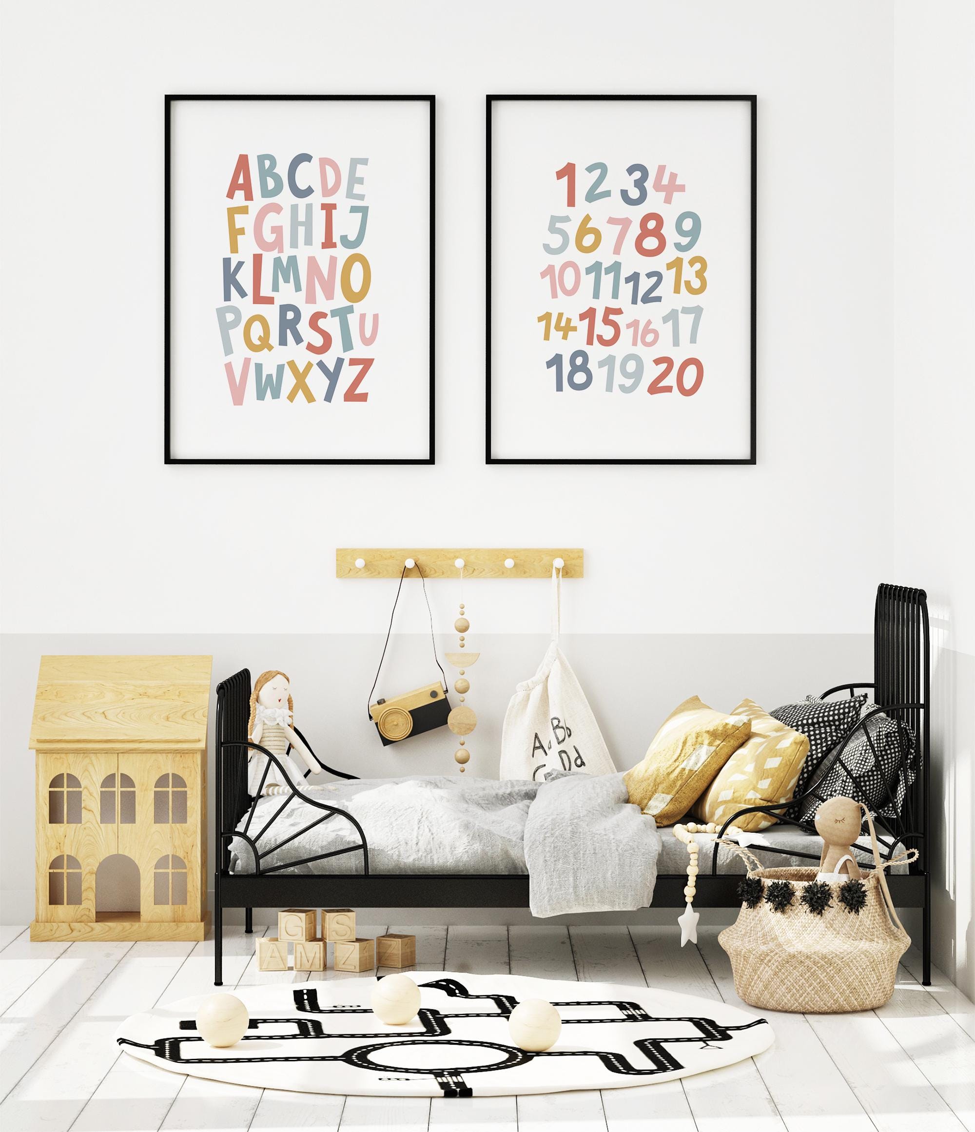 Alphabet Printable, Playroom Printable Set of 2, Neutral Colors ...