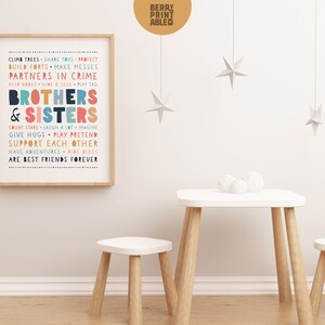 Brothers and Sisters Printable Wall Art, Custom Name Poster, Kids ...
