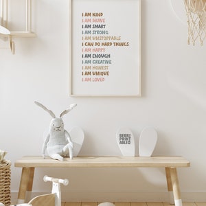 Neutral Playroom Set of 3, Positive Affirmations for Kids, Let's Play ...