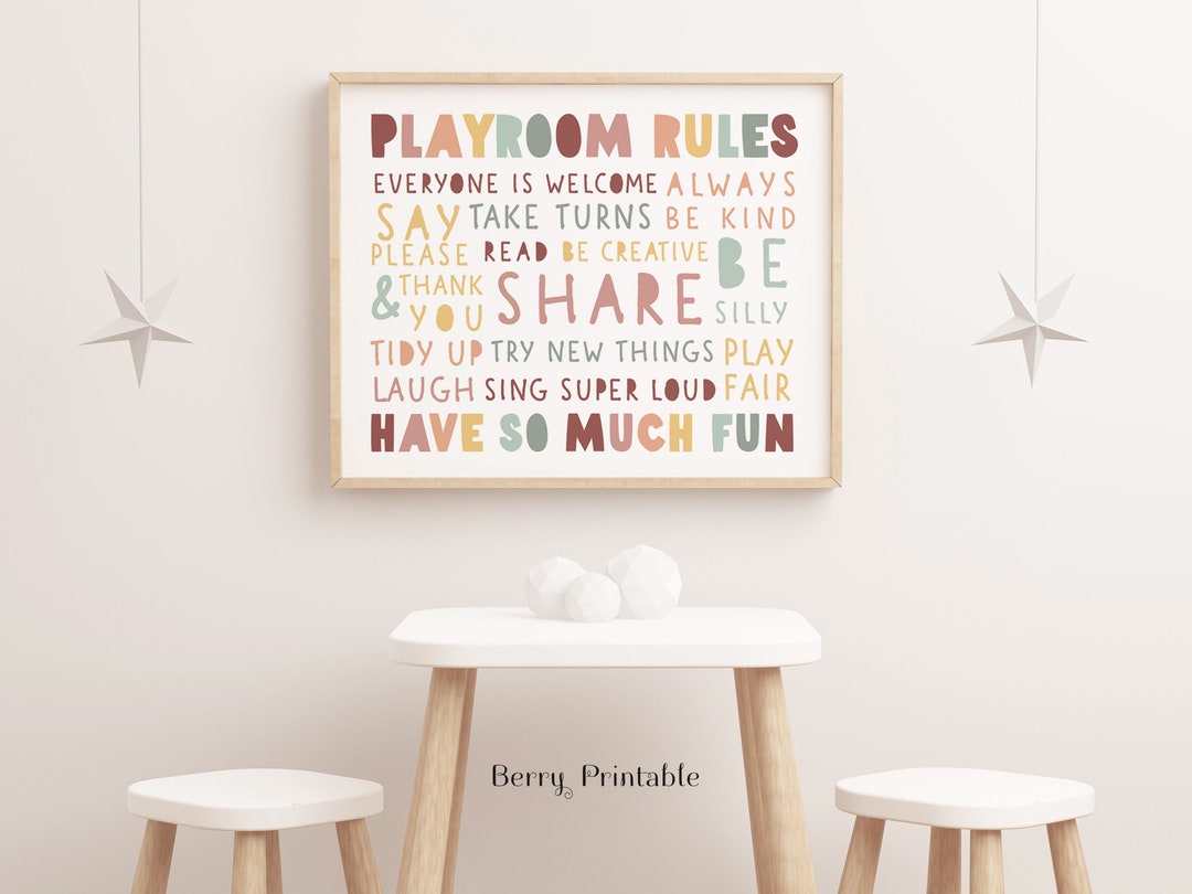 Playroom Rules Printable Wall Art, Kids Room Decor, Rainbow Print ...