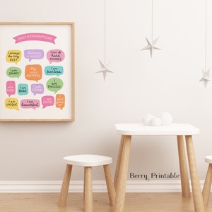 Positive Affirmations Wall Art, Girl Printable Wall Art, Playroom Decor ...