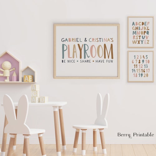 Playroom Wall Art Set of 4 Playroom Decor Alphabet Numbers - Etsy