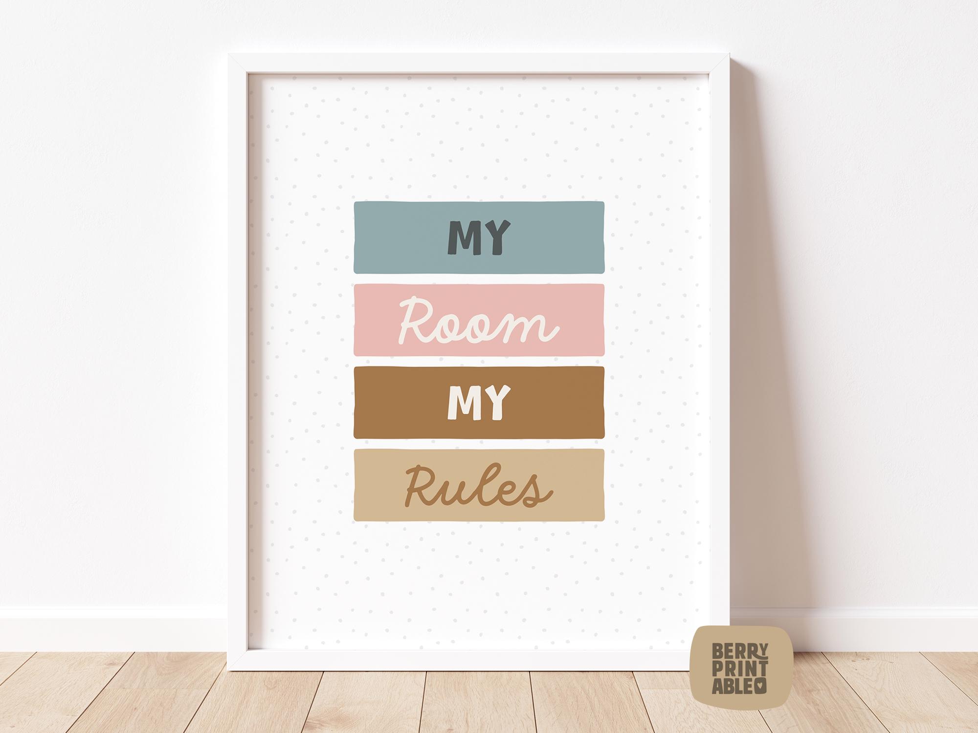 My Room My Rules Printable Sign, Playroom Poster, Kids Bedroom Decor ...