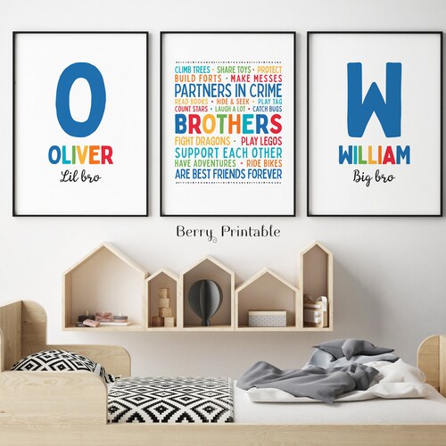 Siblings Room Printable Wall Art Custom Name Poster Brother - Etsy