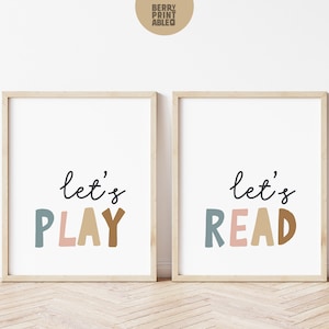 Neutral Playroom Set of 3, Positive Affirmations for Kids, Let's Play ...