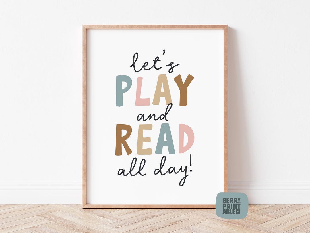 Let's Play and Read Printable, Playroom Poster, Kid's Bedroom Decor ...