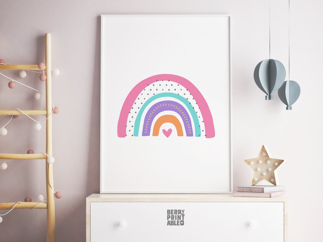 Rainbow Printable Wall Art, Girl Room Decor, Kids Playroom Poster ...