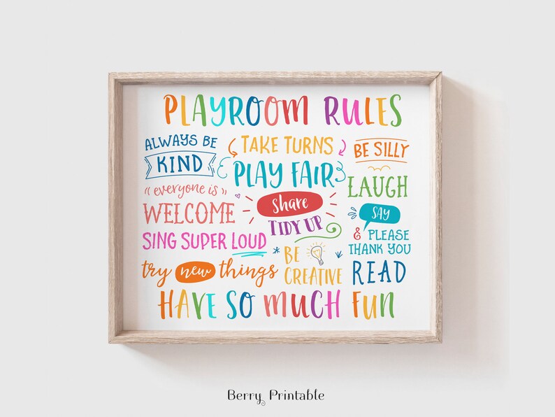 Playroom Rules Printable Wall Art Kids Room Decor Rainbow - Etsy