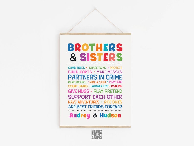 Playroom Printable Wall Art, Custom Playroom Poster, Brothers and ...