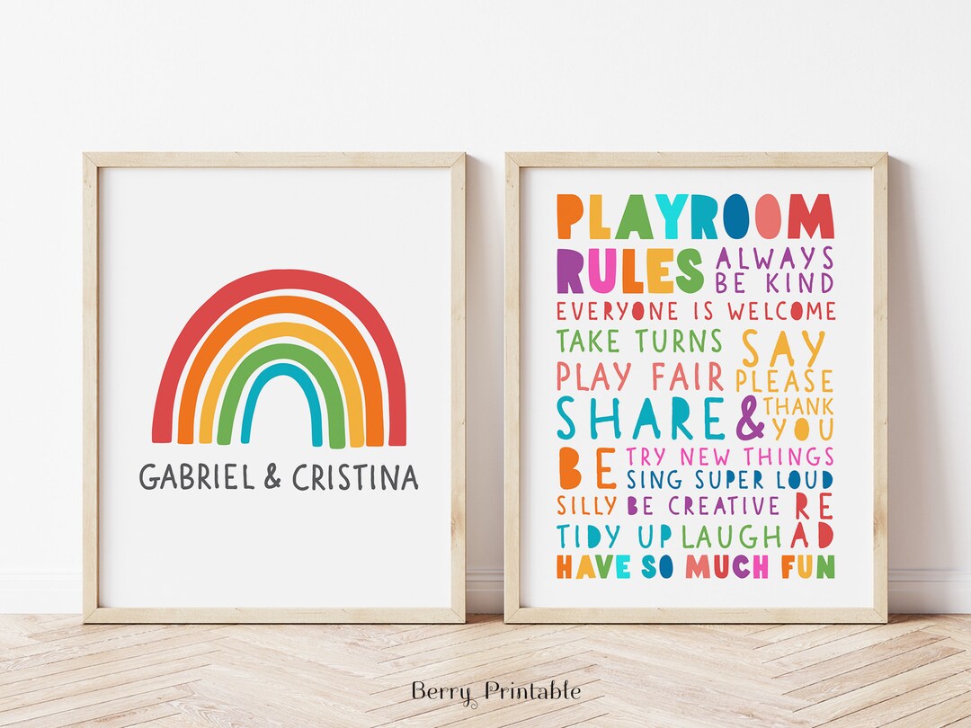 Playroom Rules Printable Sign Kids Bedroom Decor Custom Name - Etsy Canada