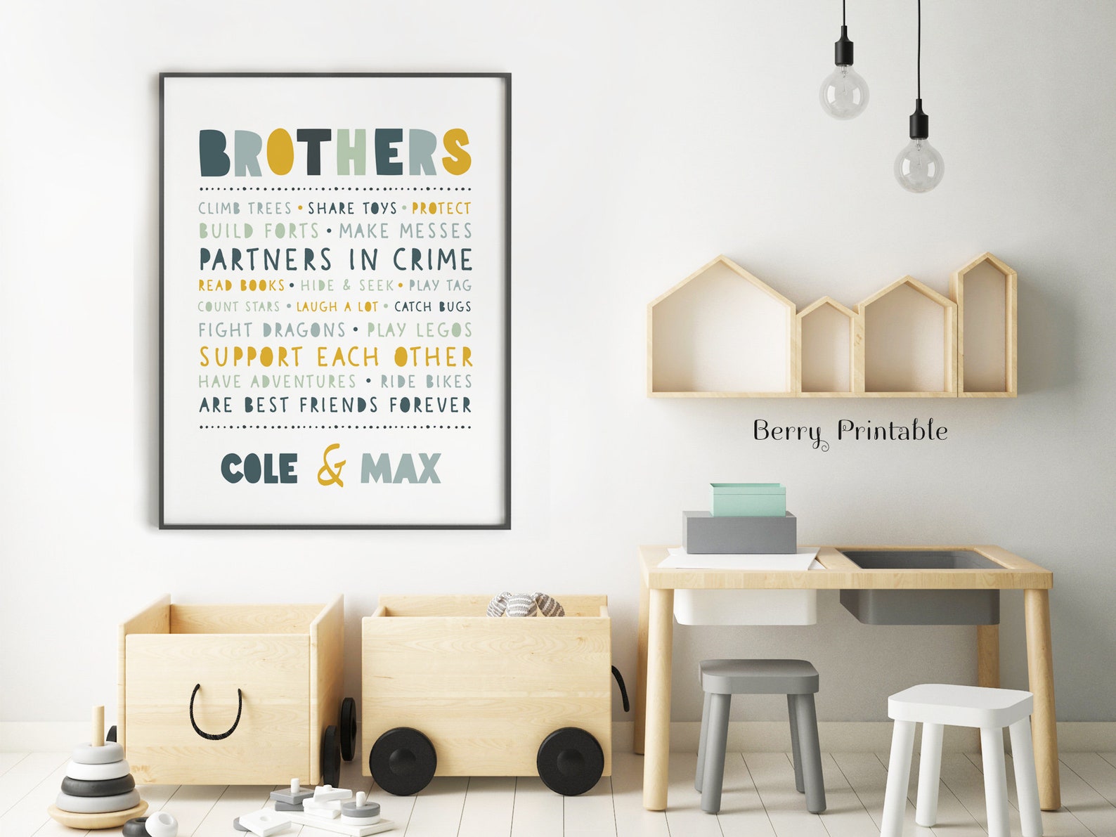 Brothers Printable Wall Art, Custom Name Poster, Personalized Brothers ...