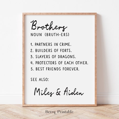 Brothers Sign Playroom Wall Decor Brothers Room Decor - Etsy