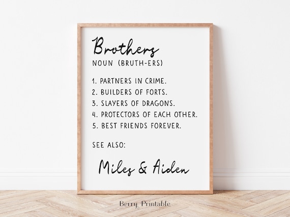 Brothers Definition Printable Custom Name Poster | Etsy