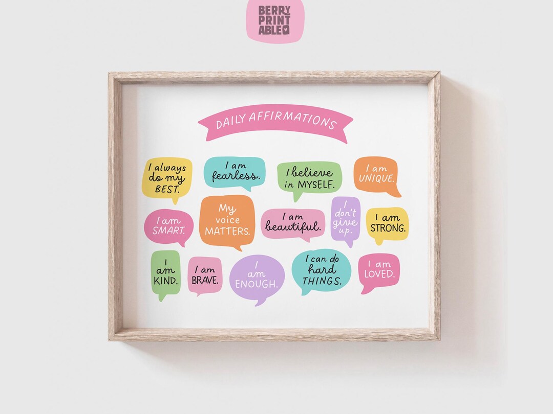 Positive Affirmations Printable, Girl Room Wall Art, I Am Poster ...