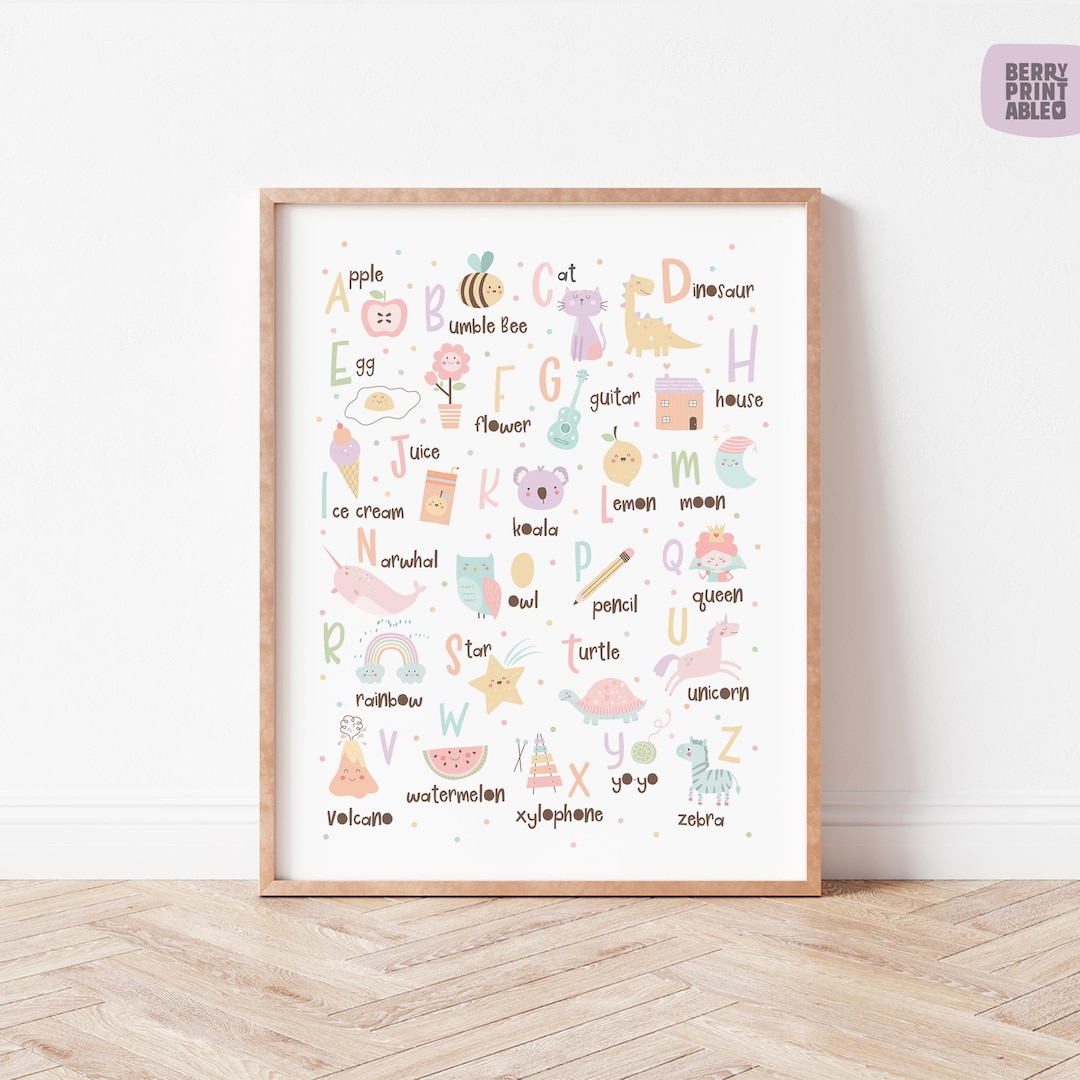 Alphabet Printable, Illustrated ABC Poster, Montessori Classroom Decor ...