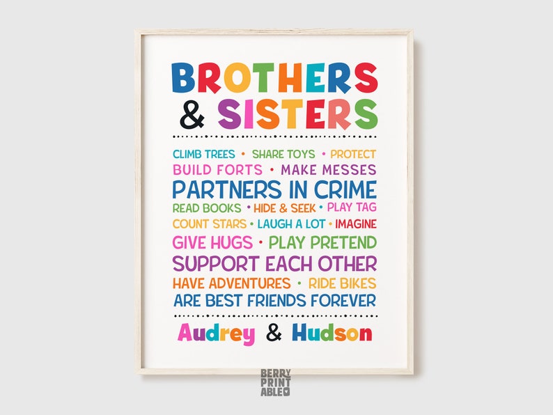 Playroom Printable Wall Art, Custom Playroom Poster, Brothers and ...