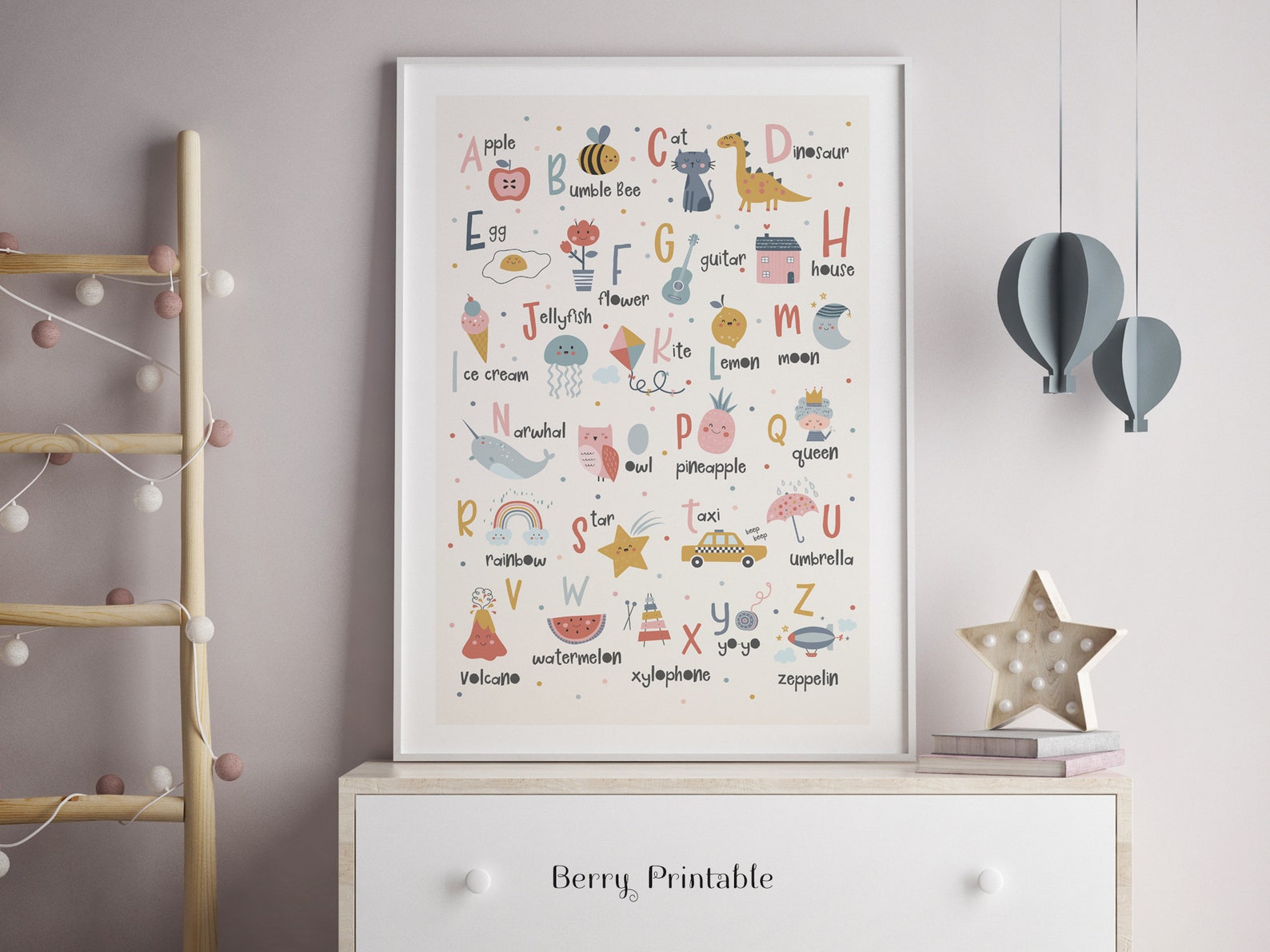 Alphabet Poster Printable Wall Art ABC Sign Kids Room - Etsy Canada