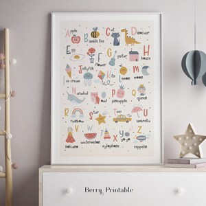Alphabet Poster, Printable Wall Art, ABC Sign, Kids Room Decor, Neutral ...