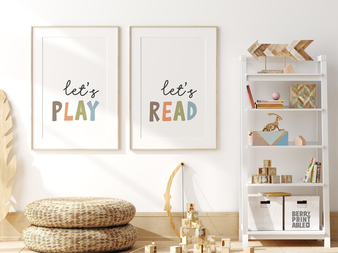 Playroom Printable Set of 2, Boy Room Decor, Let's Play Poster, Let's ...