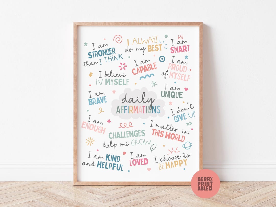Positive Affirmations Wall Art, Kids Printable Poster, Playroom Decor ...