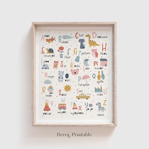 French Alphabet Poster, Printable Wall Art, ABC Sign, Kids Room Decor ...