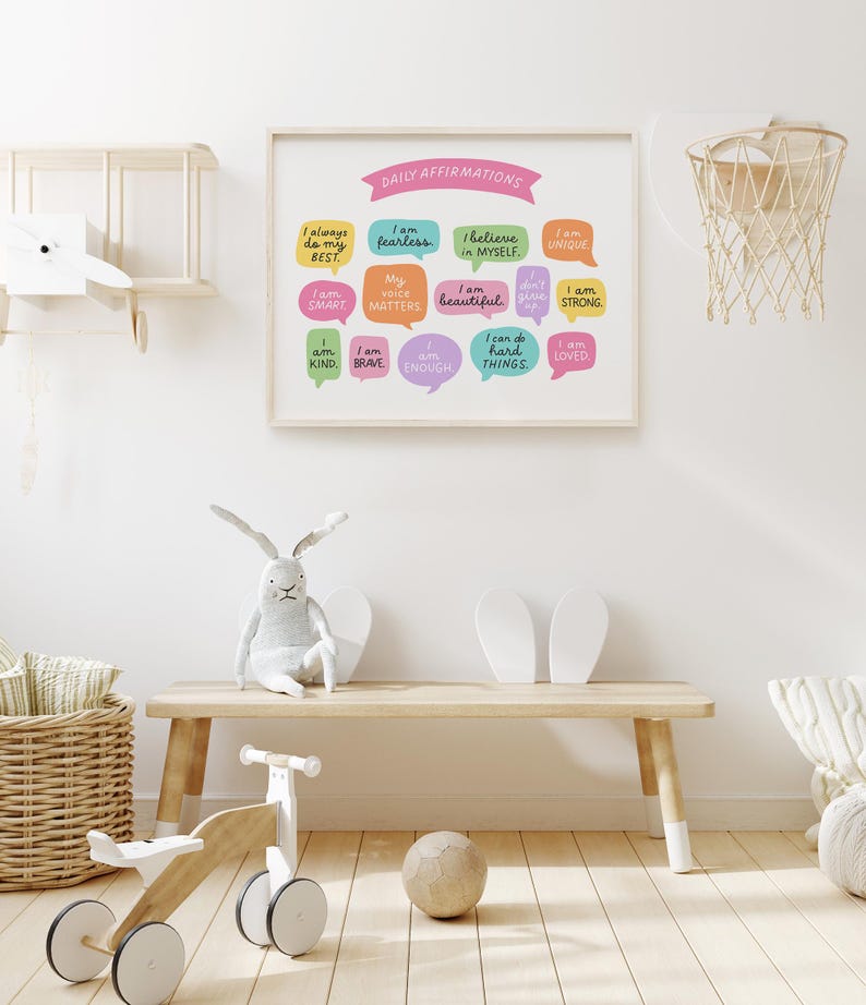 Positive Affirmations Printable, Girl Room Wall Art, I Am Poster ...