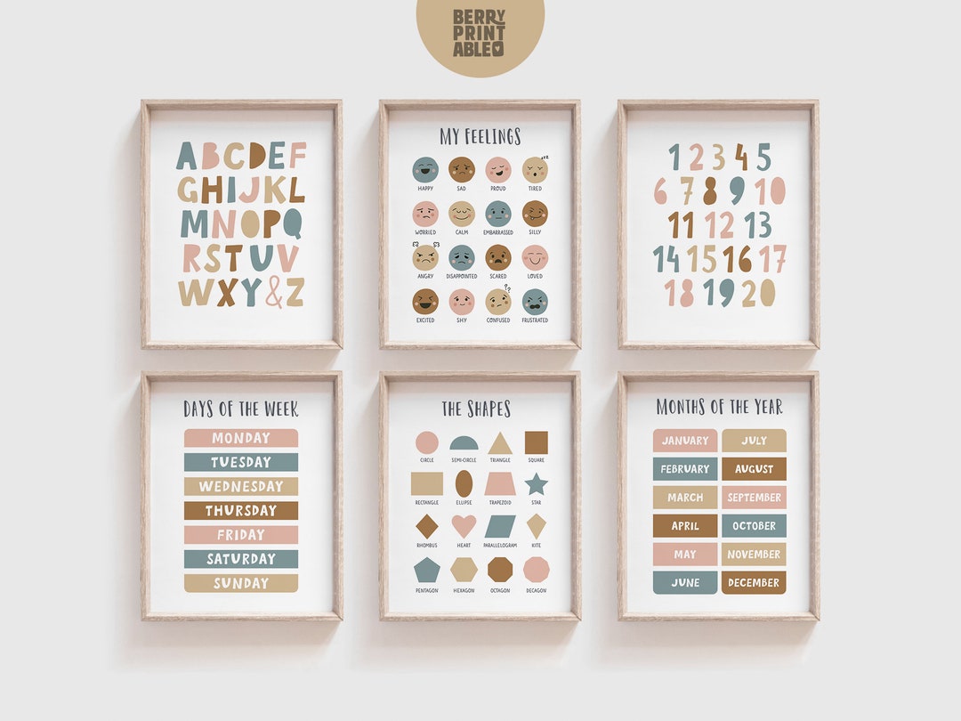 Neutral Classroom Decor Set of 6, Kids Playroom, My Feelings Poster ...
