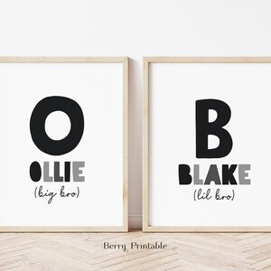 Brothers Printable Set of 3, Custom Poster, Boy Room Decor, Shared Room ...