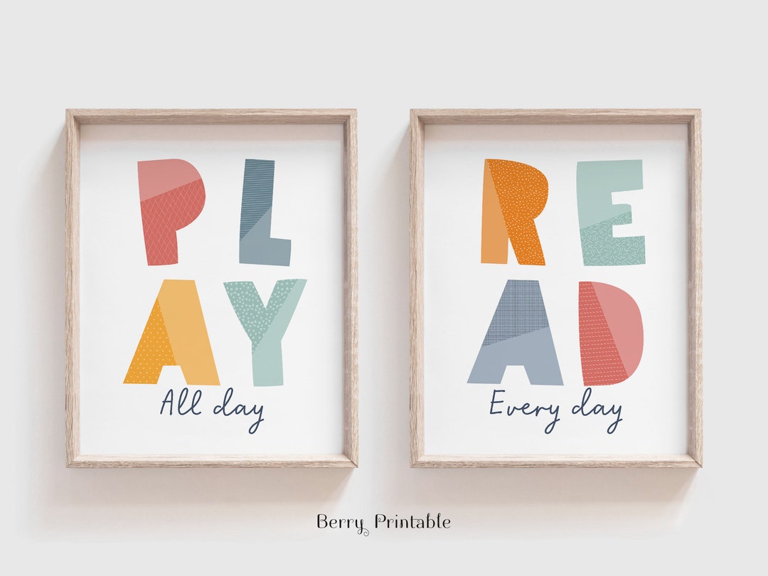 Playroom Printable Wall Art Set of 2 - Kid Room Wall Art - Read ...