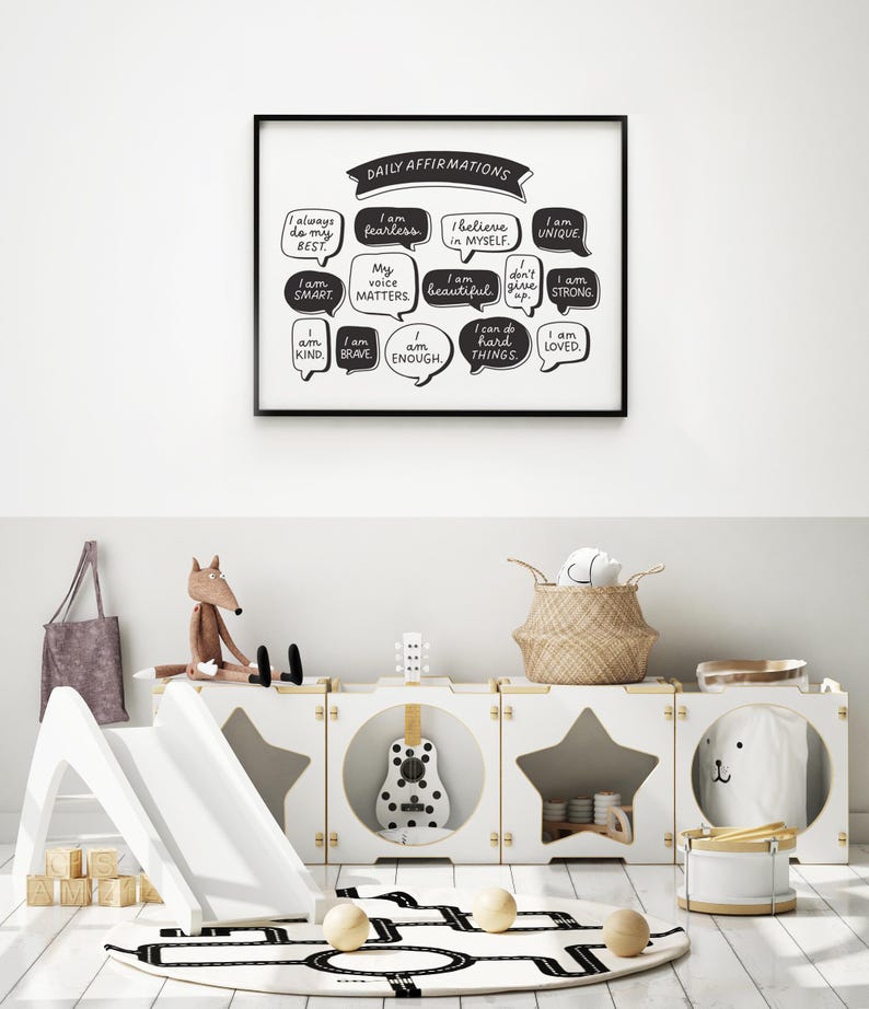 Positive Affirmations Printable, Girl Room Wall Art, I Am Poster ...
