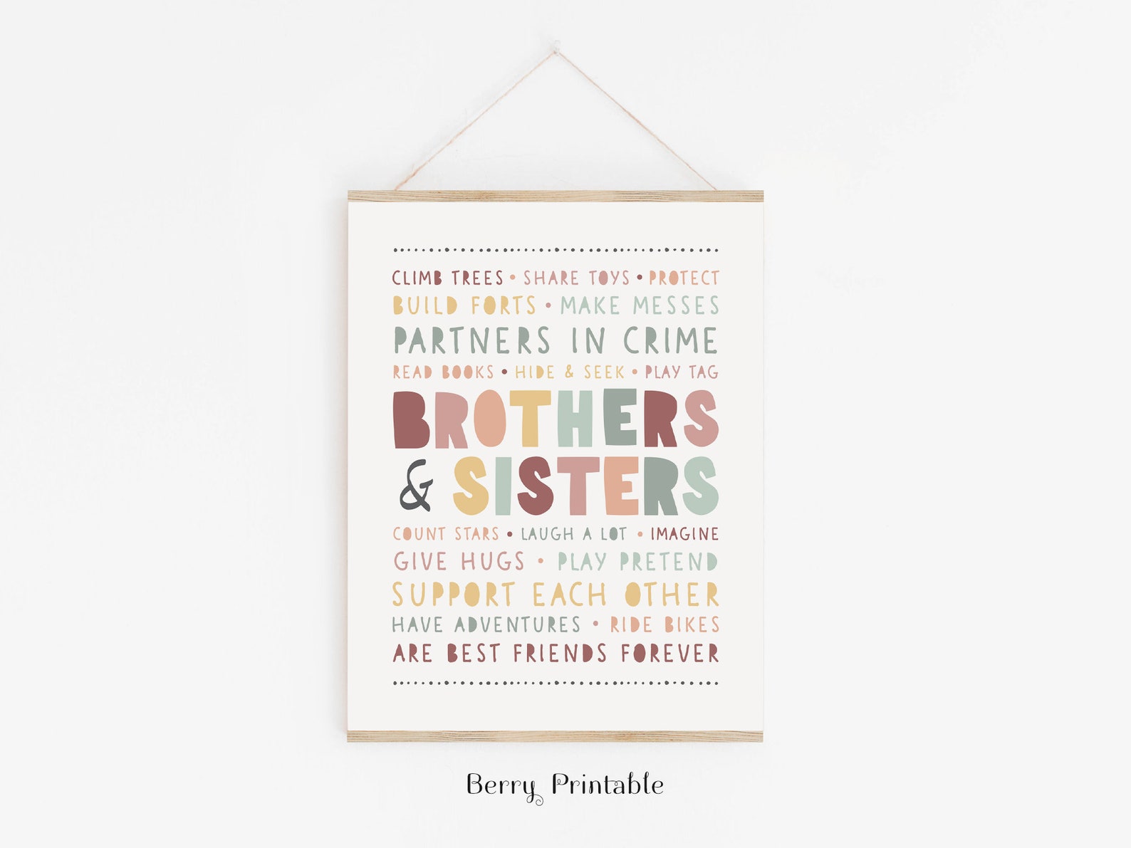 Brothers and Sisters Printable Sign, Shared Room Poster, Playroom Decor ...