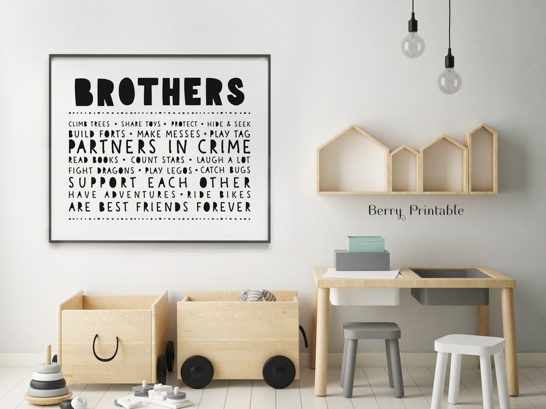 Brothers Room Decor, Shared Room Poster, Boy Room Wall Art, Black and ...