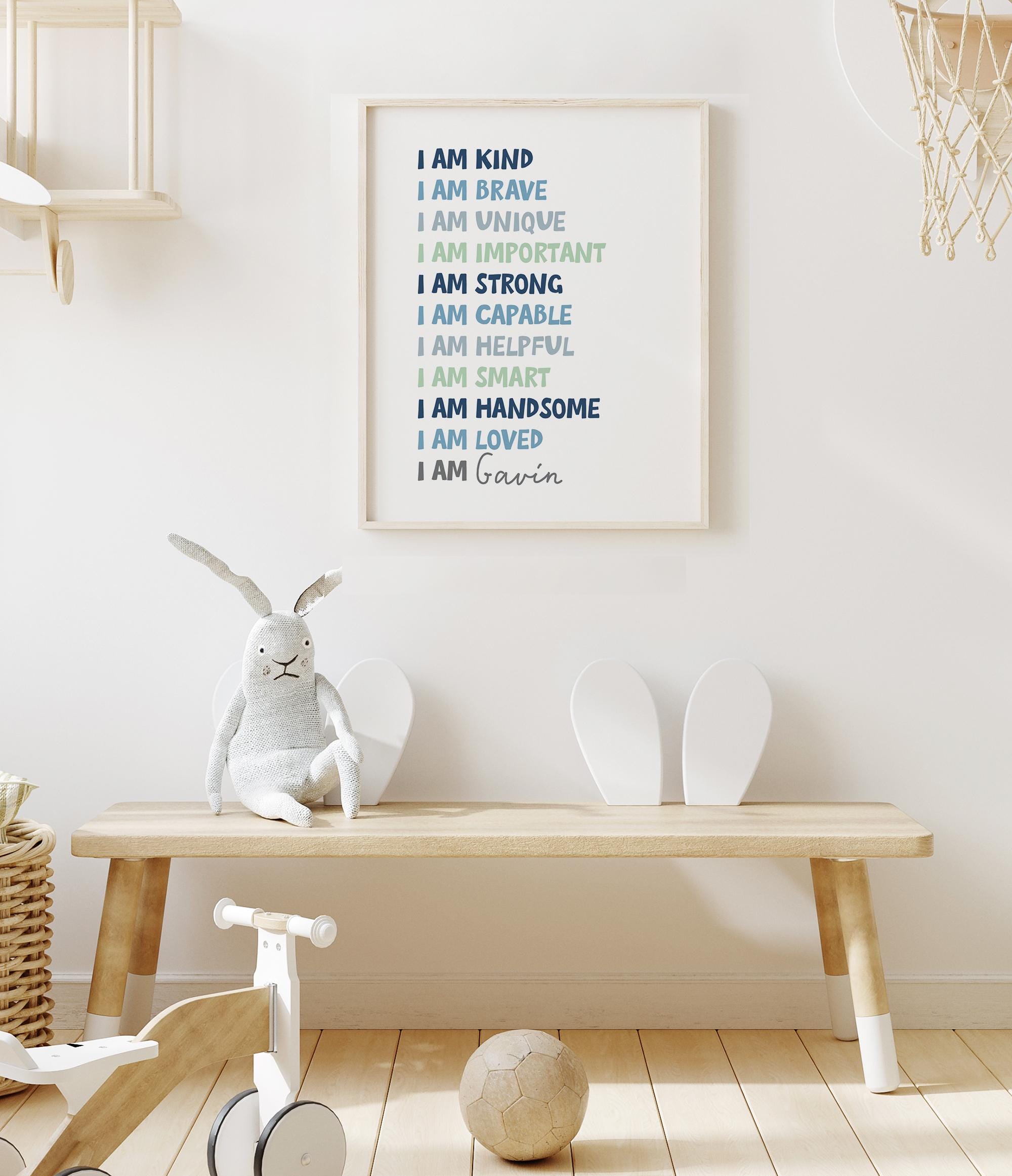 Affirmations Printable Wall Art, Custom Kids Playroom Sign, Daily ...