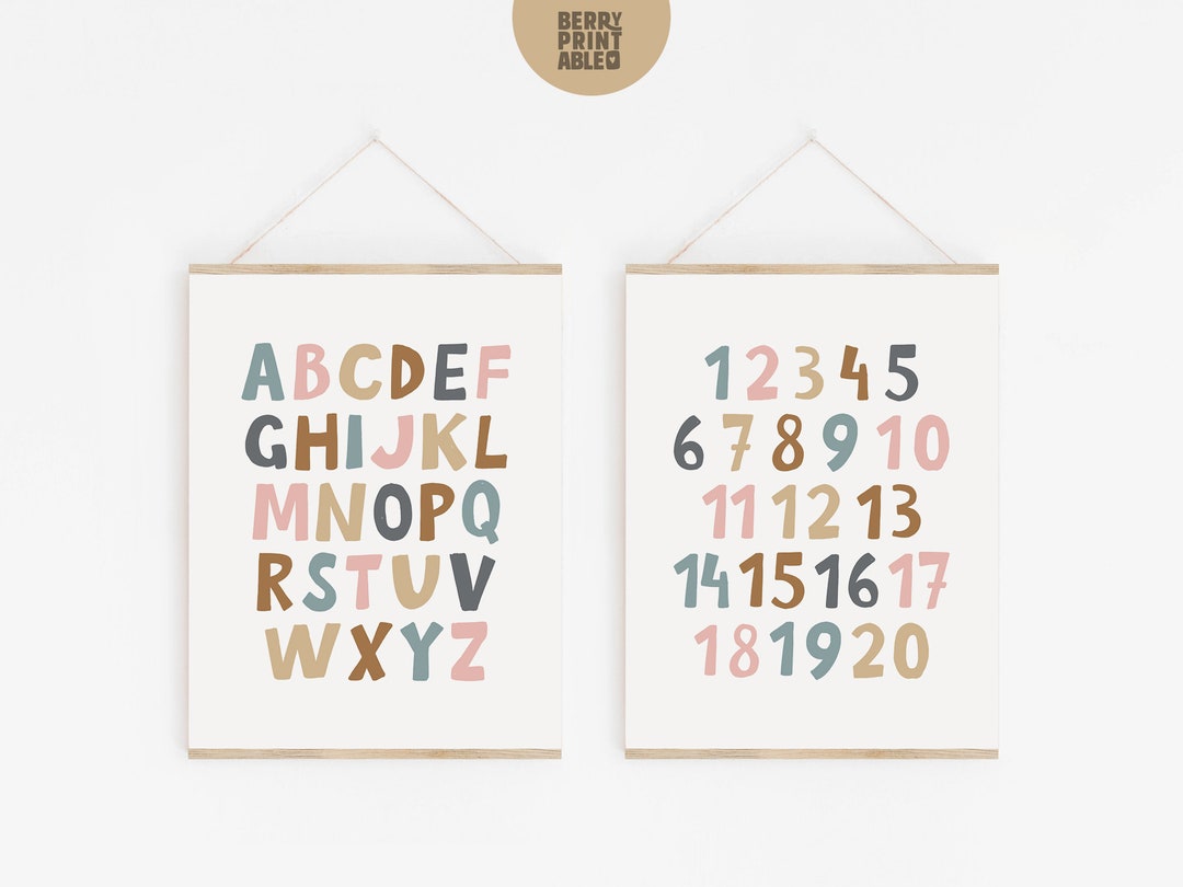 Neutral Playroom Set of 2, Homeschool Printable, Alphabet Printable ...