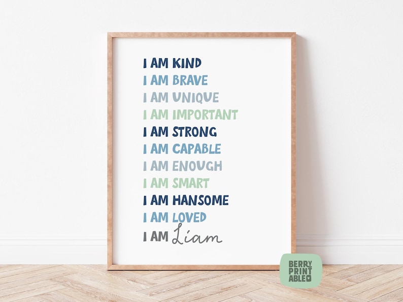 Daily Affirmations Printable, Custom Wall Gallery, Boy Room Decor, Let ...