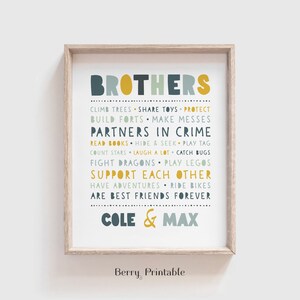 Brothers Printable Wall Art, Custom Name Poster, Personalized Brothers ...