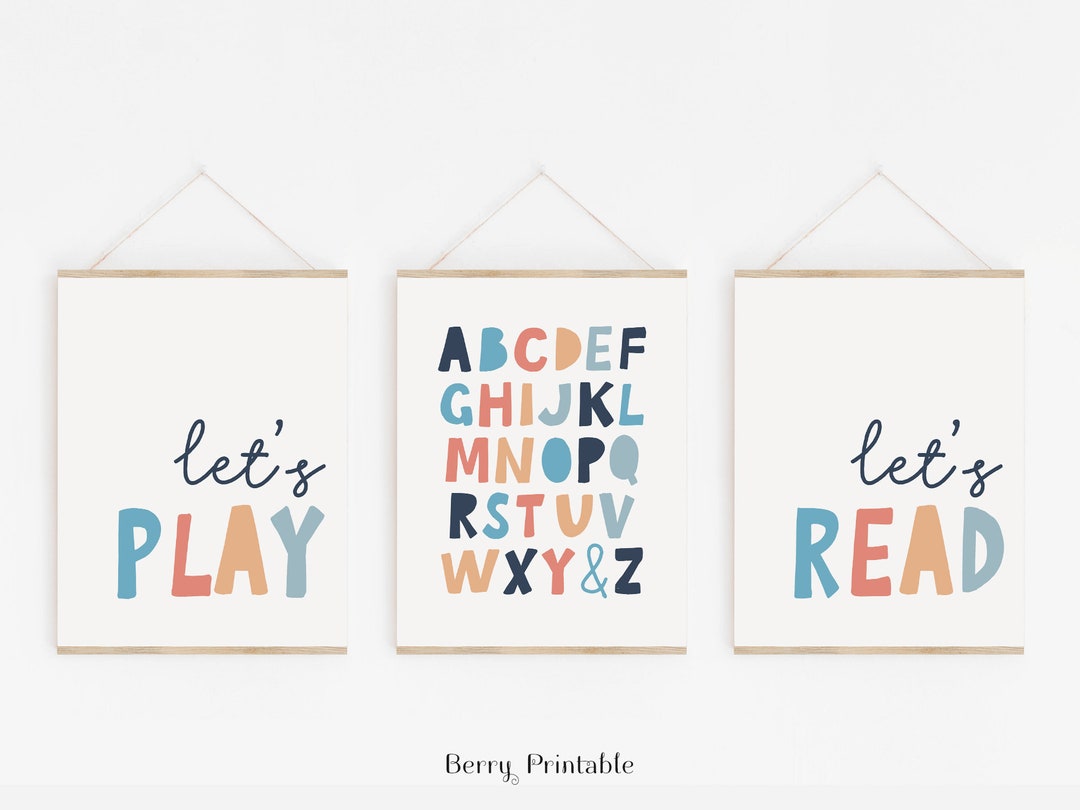 Playroom Printable Set of 3, Kids Room Decor, Let's Play Poster, Let's ...