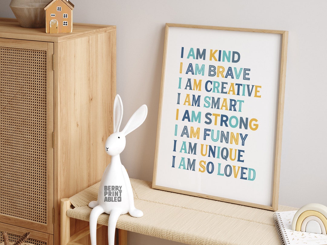 Affirmations Printable, Kids Room Wall Art, I Am Poster, Playroom Wall ...