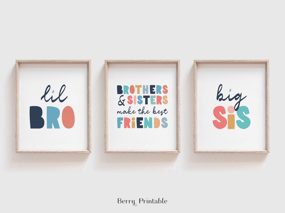 Kids Playroom, Big Sis Lil Bro Printable Wall Art, Set 0f 2, Brothers ...