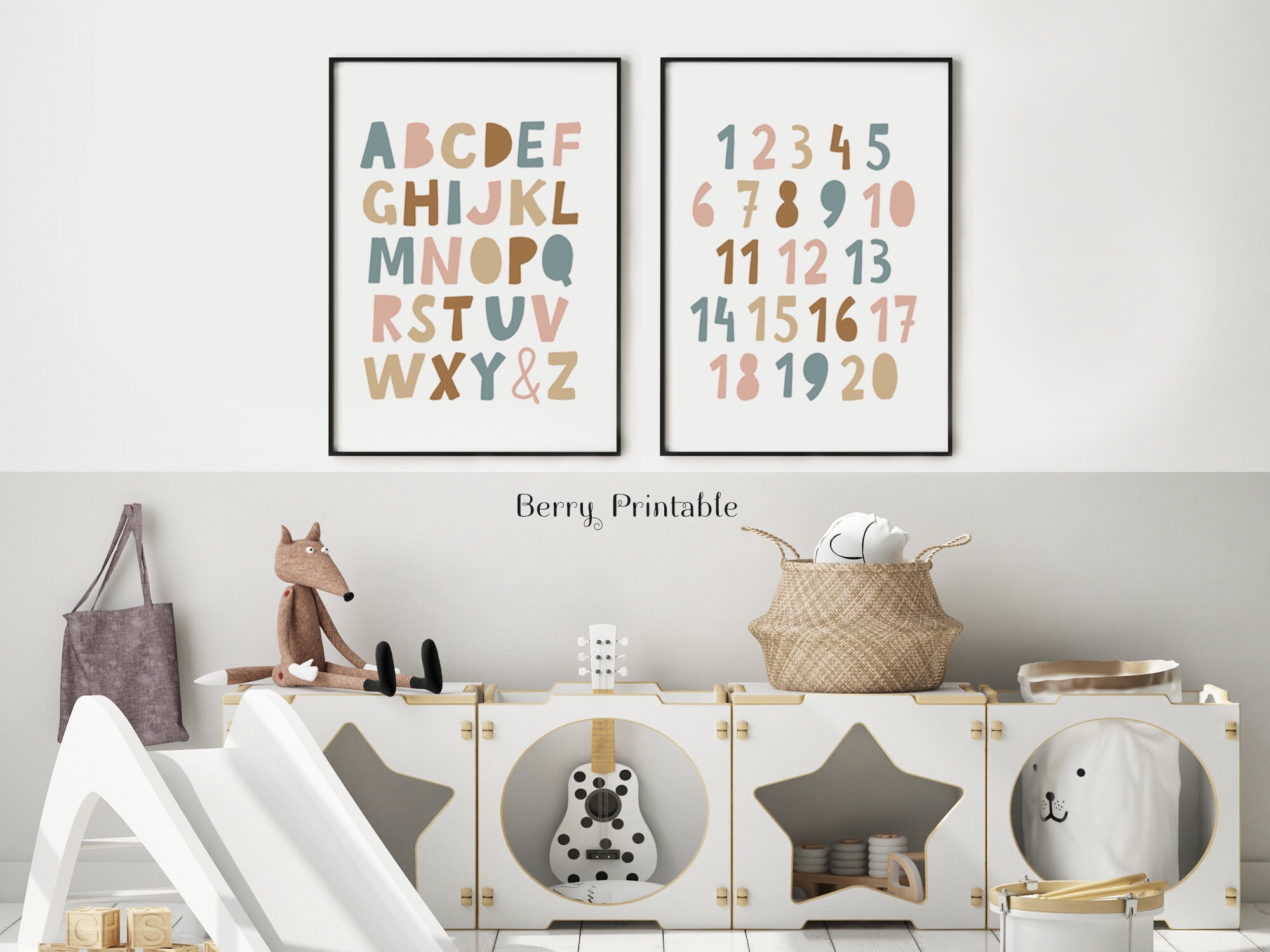 Playroom Printable, Alphabet Poster, Numbers Sign, Kids Playroom Wall ...