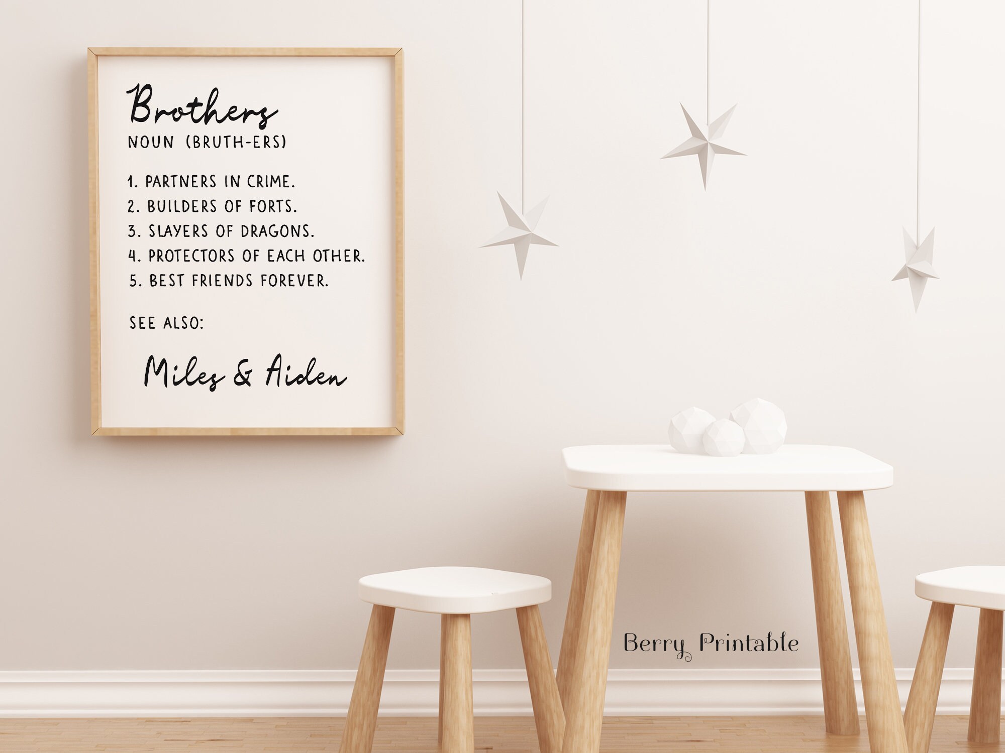 Brothers Definition Printable, Custom Name Poster, Personalized ...