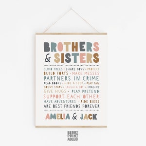Brothers and Sisters Printable Wall Art, Custom Poster, Siblings ...