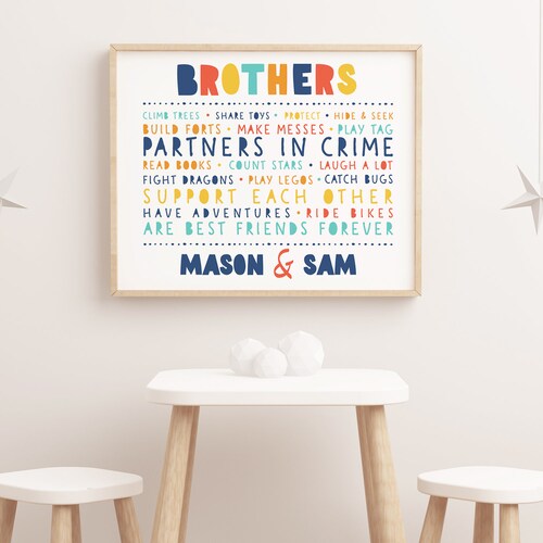 Brothers Sign Playroom Wall Decor Brothers Room Decor - Etsy