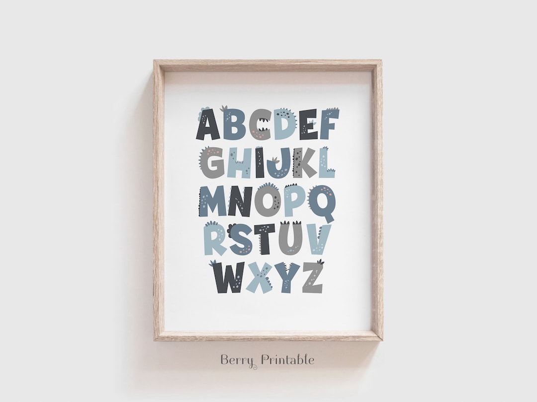 Alphabet Wall Decor, Dinosaur Poster, Printable Wall Art, Boy Dino Room ...