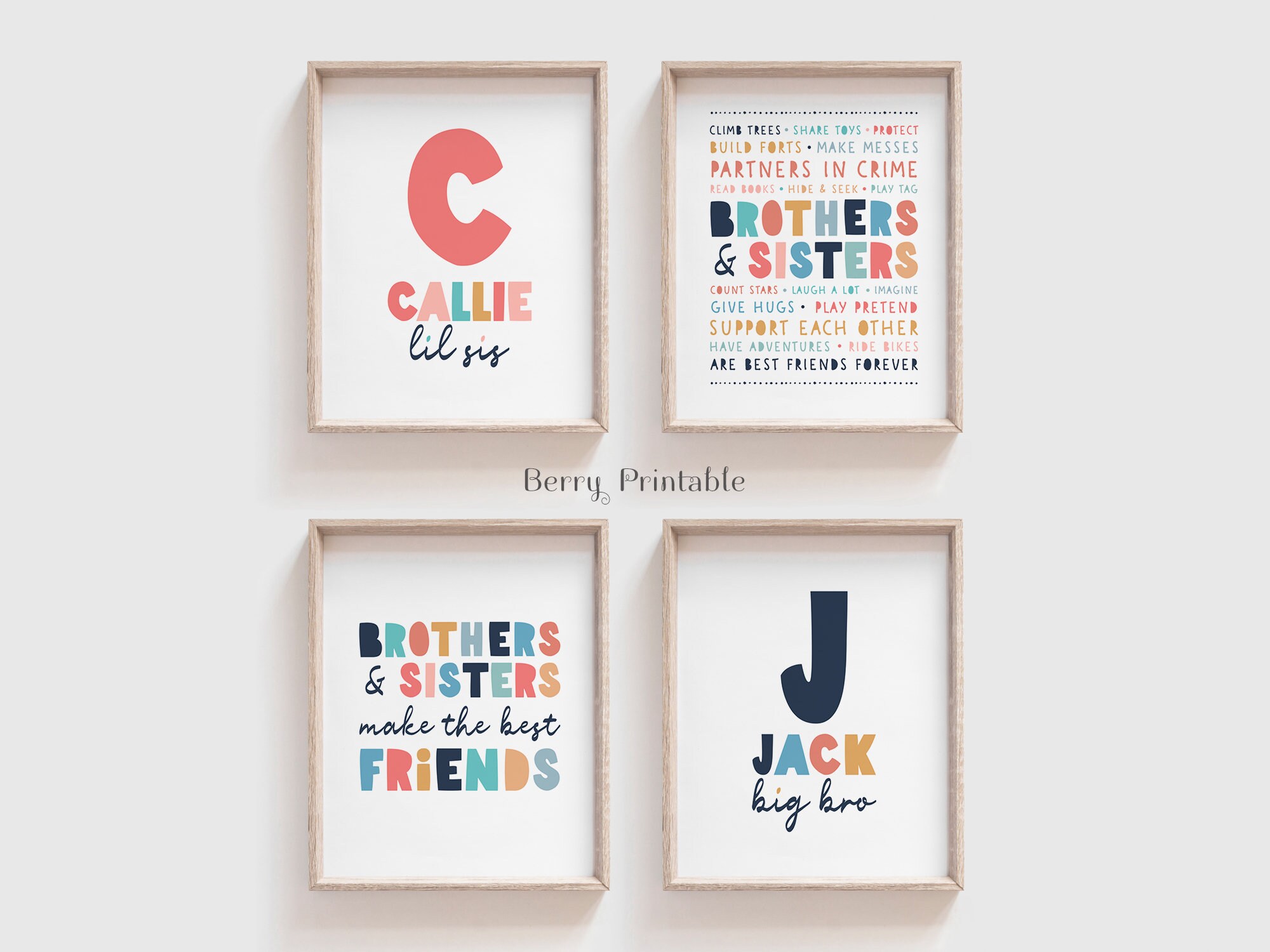 Shared Room Printable Wall Art Set of 3 / Custom Name Poster / - Etsy