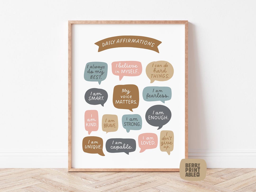 Positive Affirmations Printable Sign, I Am Poster, Kids Bedroom Decor ...