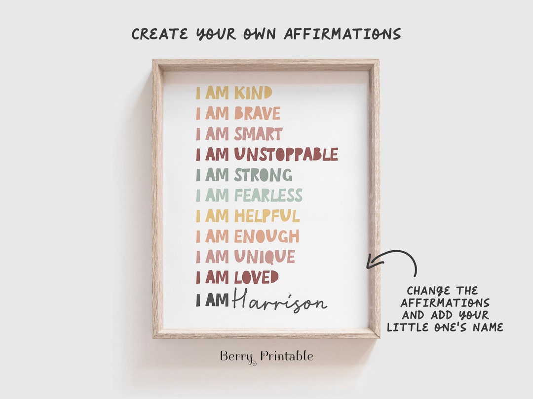 Affirmations Wall Art, Custom Kids Playroom Sign, Daily Affirmations ...